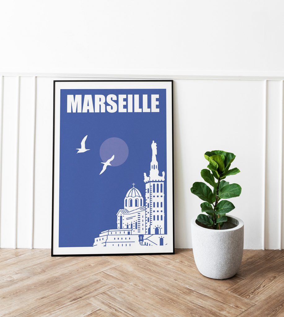 Affiche Bonne Mère Marseille – Design minimaliste & solaire